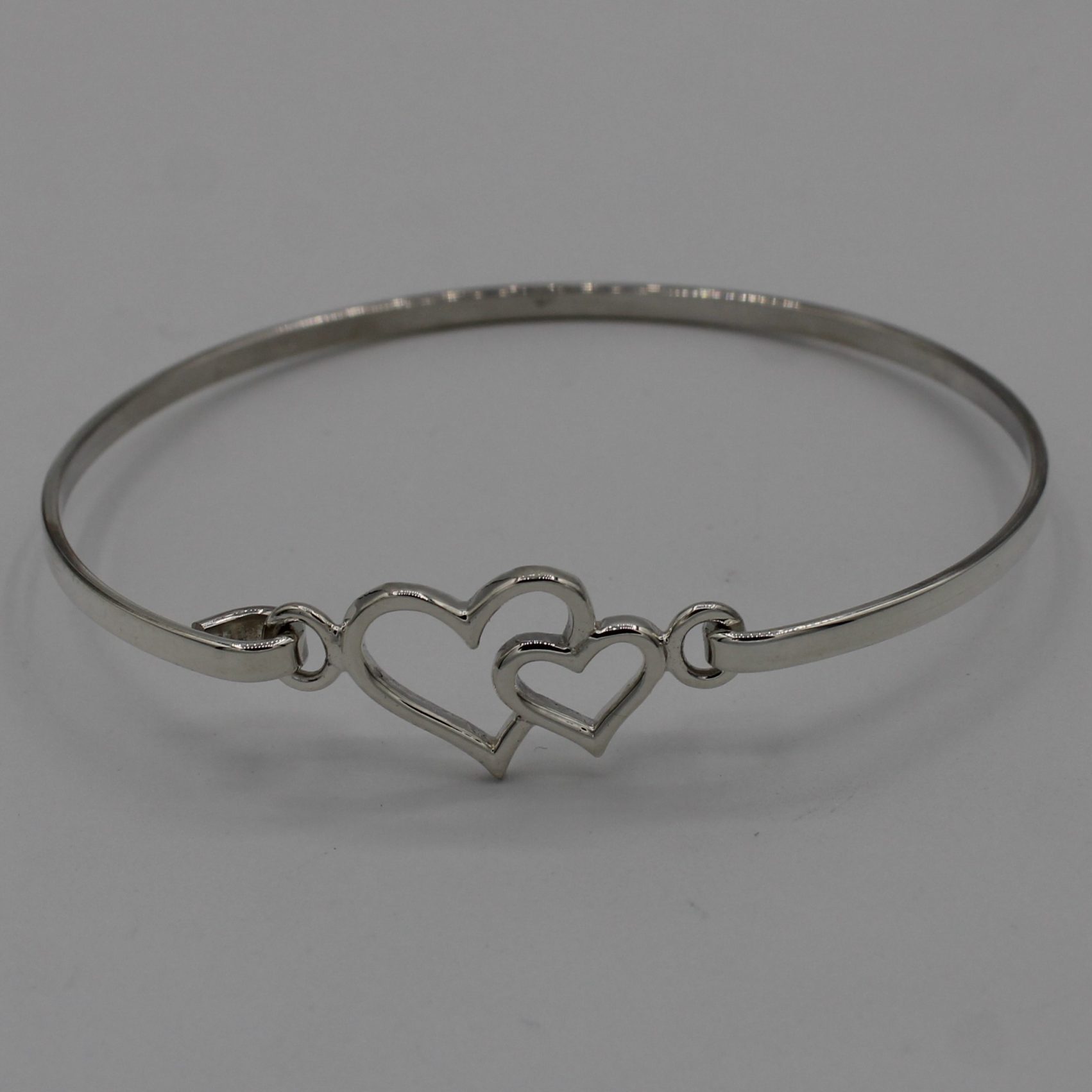 Bracelet Argent Rigide Duo Coeurs - LUNAS BIJOUX